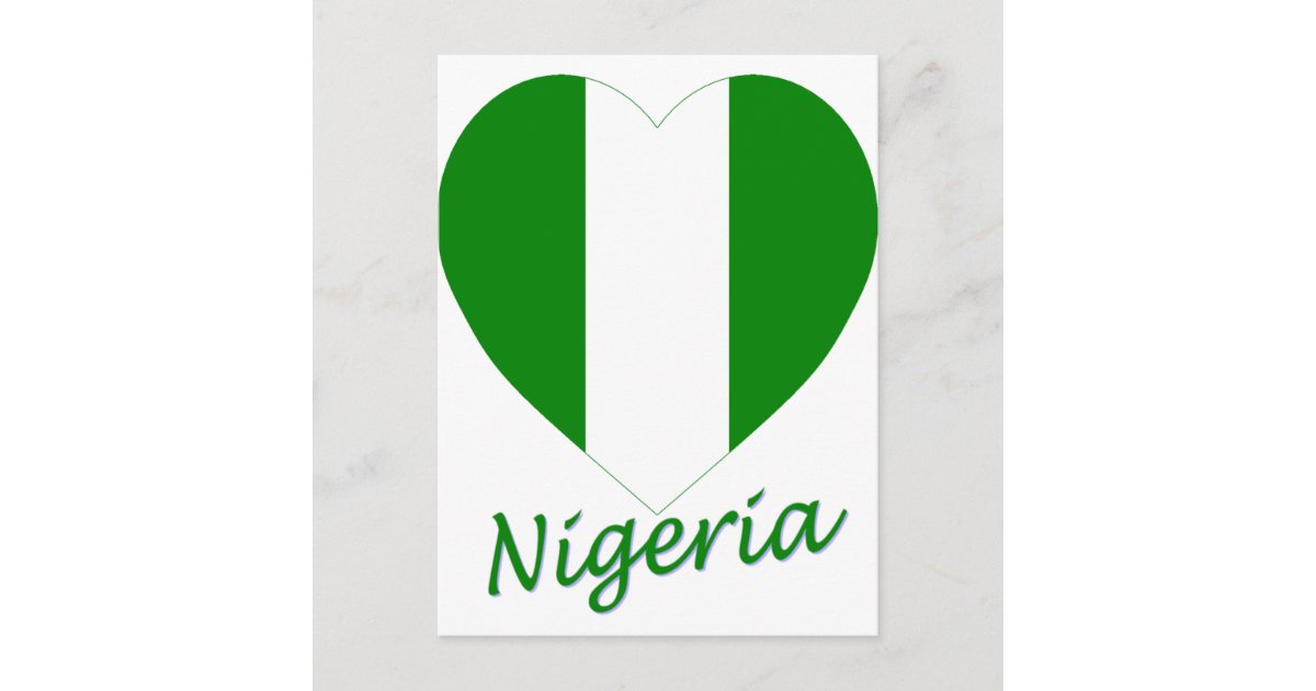 Nigeria Flag Heart Postcard | Zazzle