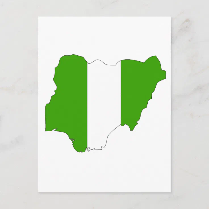 Nigeria flag map postcard | Zazzle