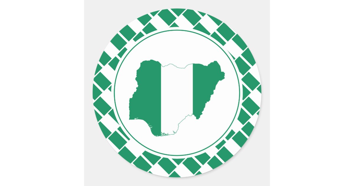 NIGERIA FLAG Nigerian Map Stylish Patriotic Classic Round Sticker | Zazzle