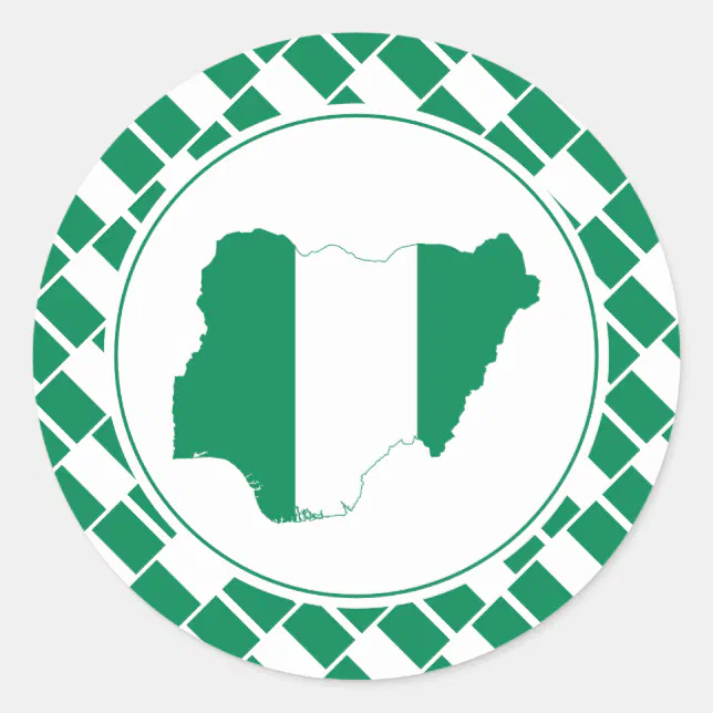 NIGERIA FLAG Nigerian Map Stylish Patriotic Classic Round Sticker | Zazzle