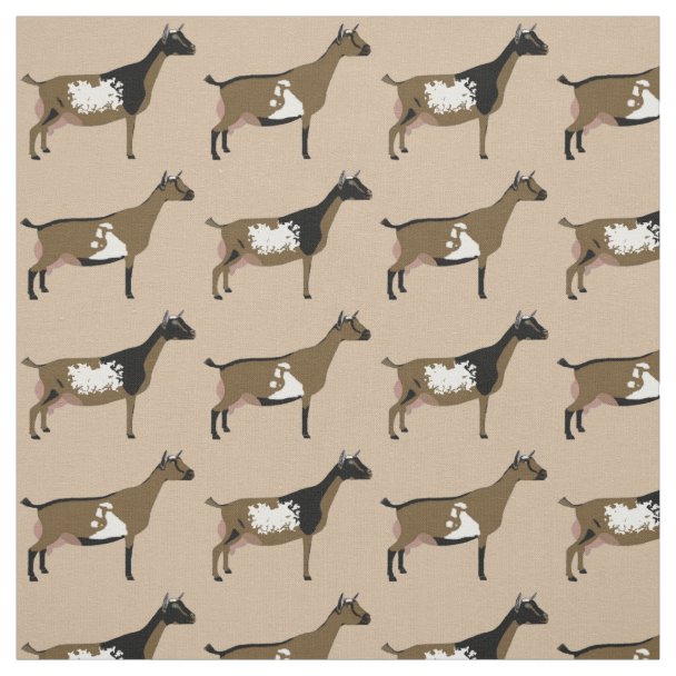 Cute Nigerian Dwarf Goat and Kids pattern Fabric | Zazzle
