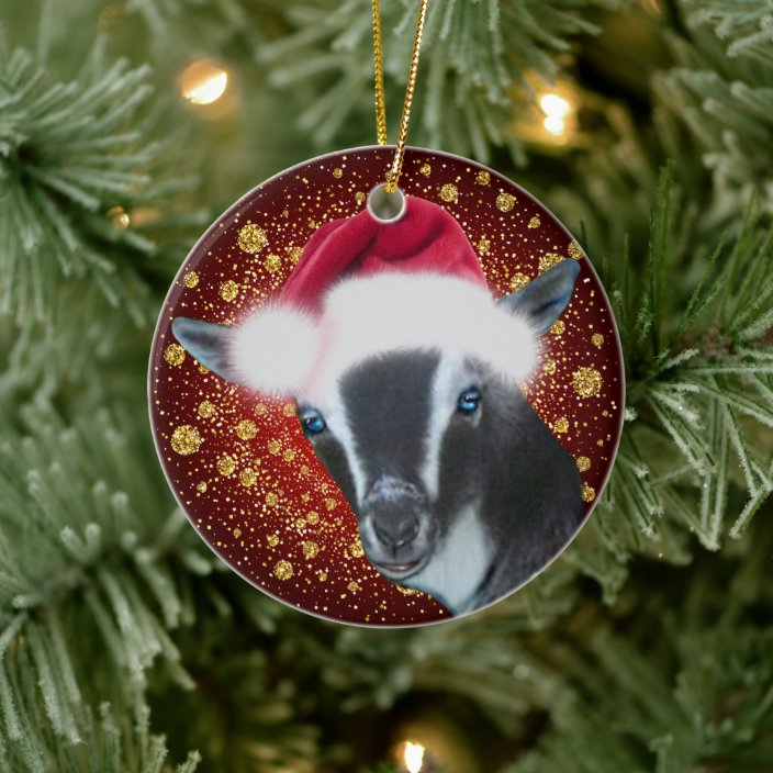 Nigerian Dwarf Goat Santa Hat Christmas Ornament | Zazzle.com