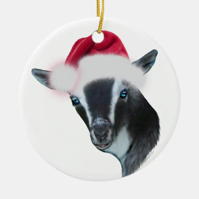 Nigerian Dwarf Goat Santa Hat Christmas Ornament | Zazzle