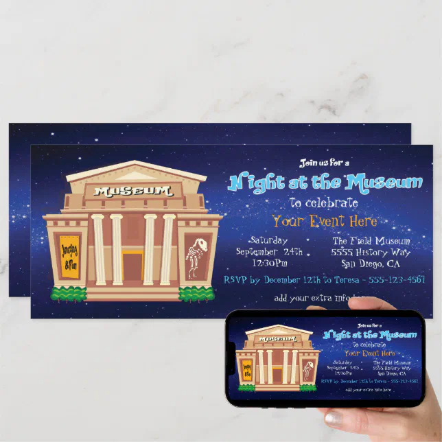 Night at the Museum Ticket Party Event Invitation | Zazzle