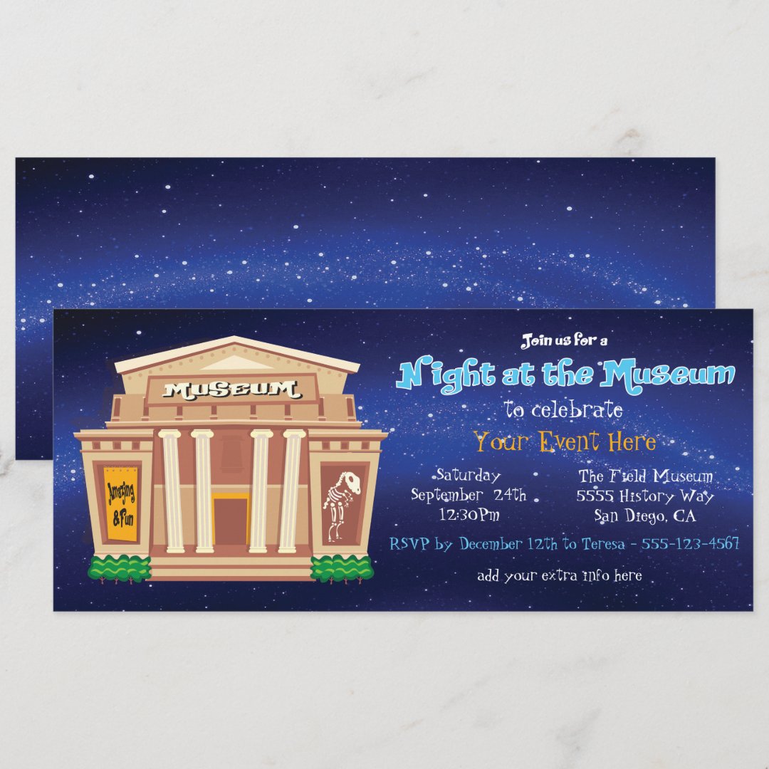 Night at the Museum Ticket Party Event Invitation | Zazzle