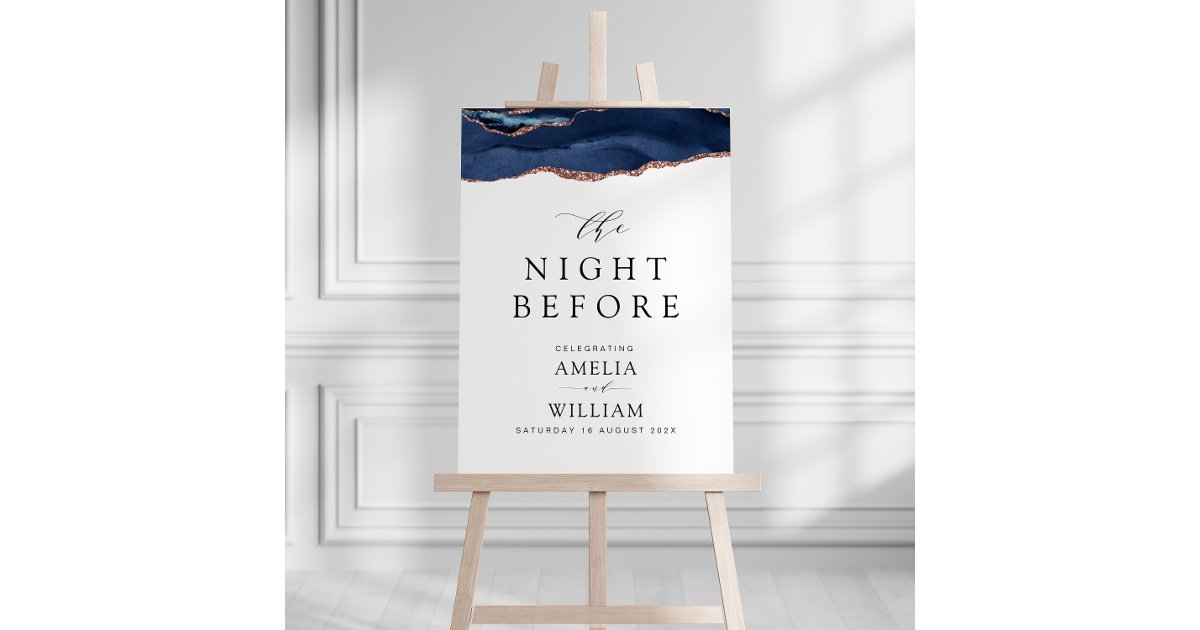 Night before simple black script wedding sign | Zazzle