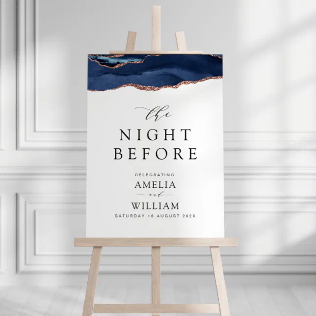 Night before simple black script wedding sign | Zazzle