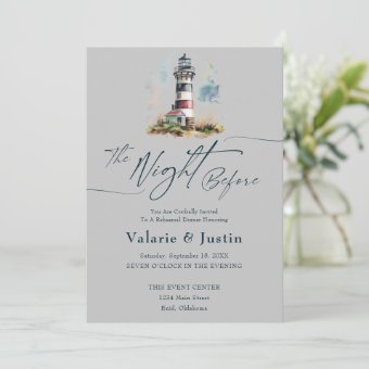Night Before Wedding Rehearsal Dinner Lighthouse Invitation | Zazzle