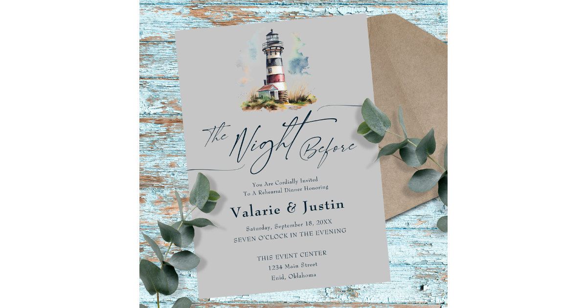 Night Before Wedding Rehearsal Dinner Lighthouse Invitation | Zazzle