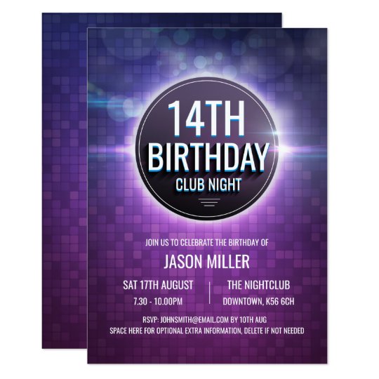 Night Club Teen Birthday Party Invite | Zazzle.com