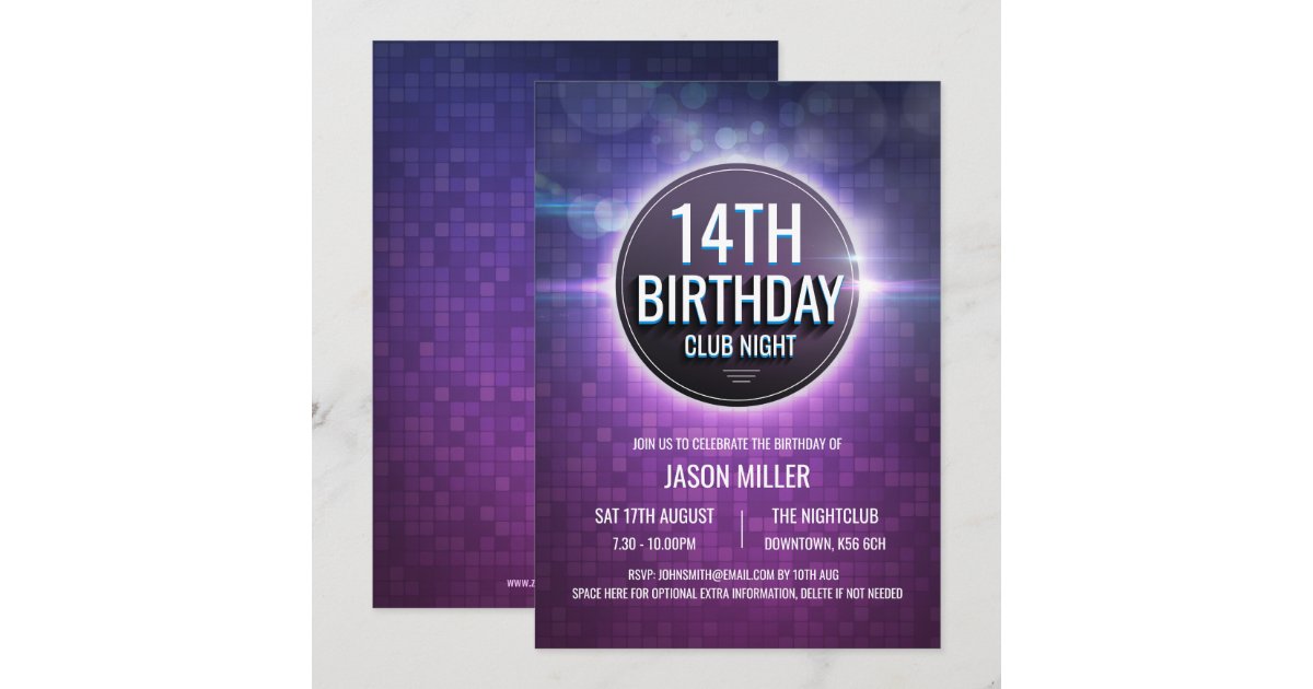 Night Club Teen Birthday Party Invite | Zazzle
