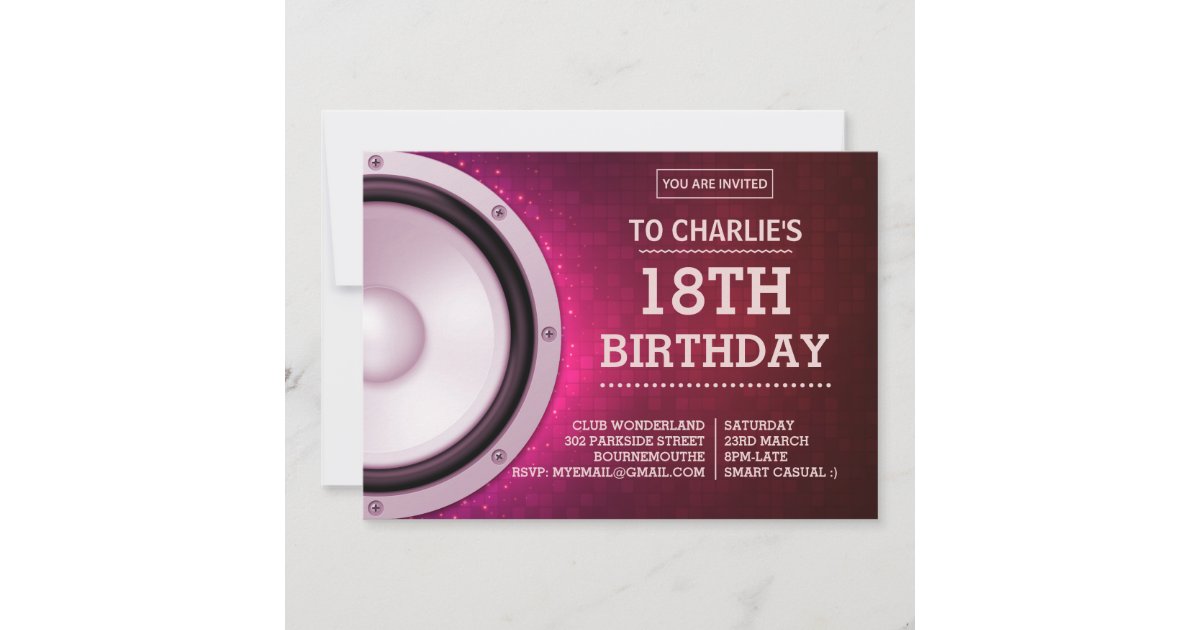 Night Club Theme Pink Invitation | Zazzle