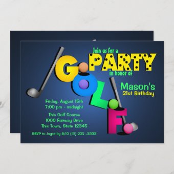 Night Glow Golf Party Invitation | Zazzle