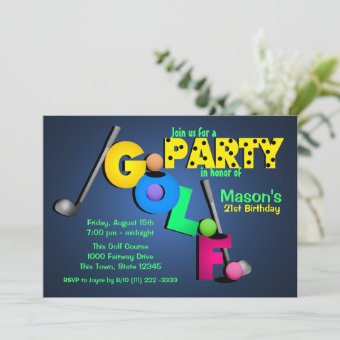 Night Glow Golf Party Invitation | Zazzle