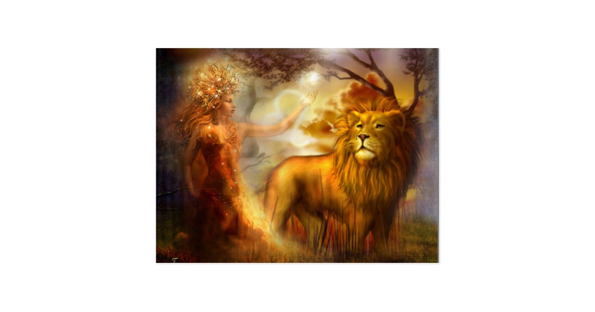 Night Goddess and Lion Postcard | Zazzle.com