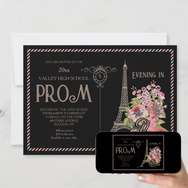 Night In Paris Prom Invitations | Zazzle