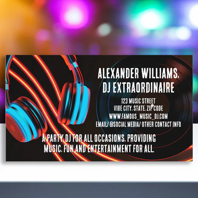 Night Lights Dj Party Music Deejay DJs Disc Jockey Business Card | Zazzle
