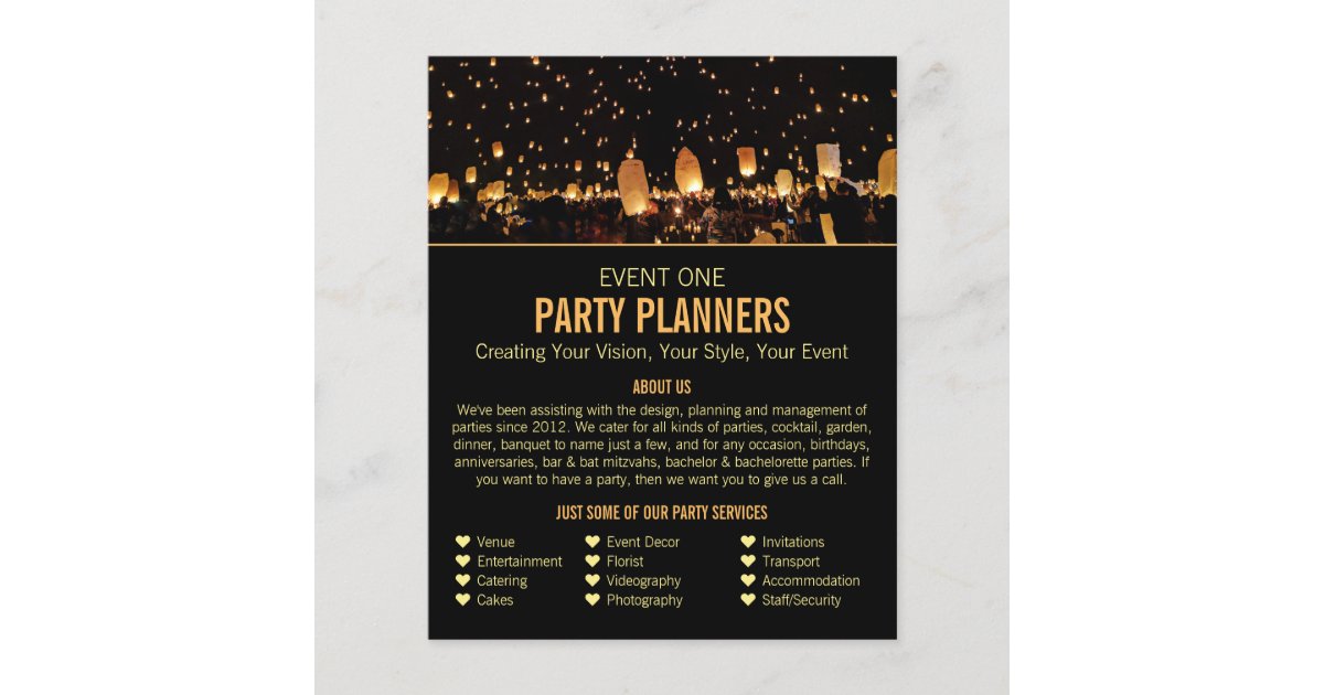 Night Lights, Party Event Planner Advertising Flyer | Zazzle