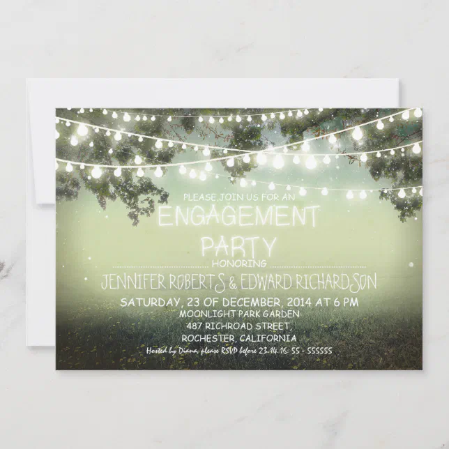 night lights rustic engagement party invitations | Zazzle