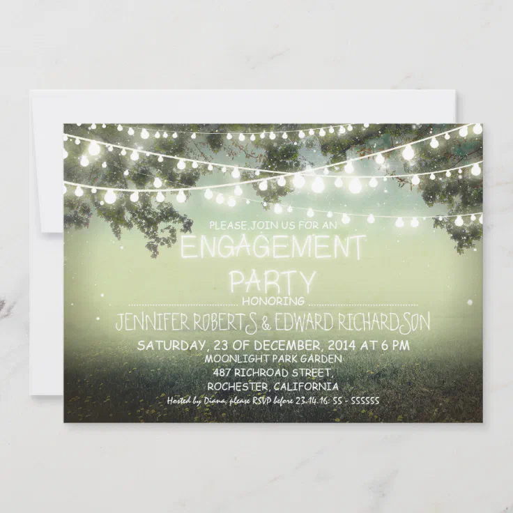 night lights rustic engagement party invitations | Zazzle