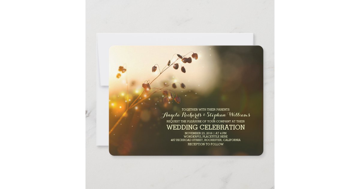 night lights rustic wedding invitation | Zazzle