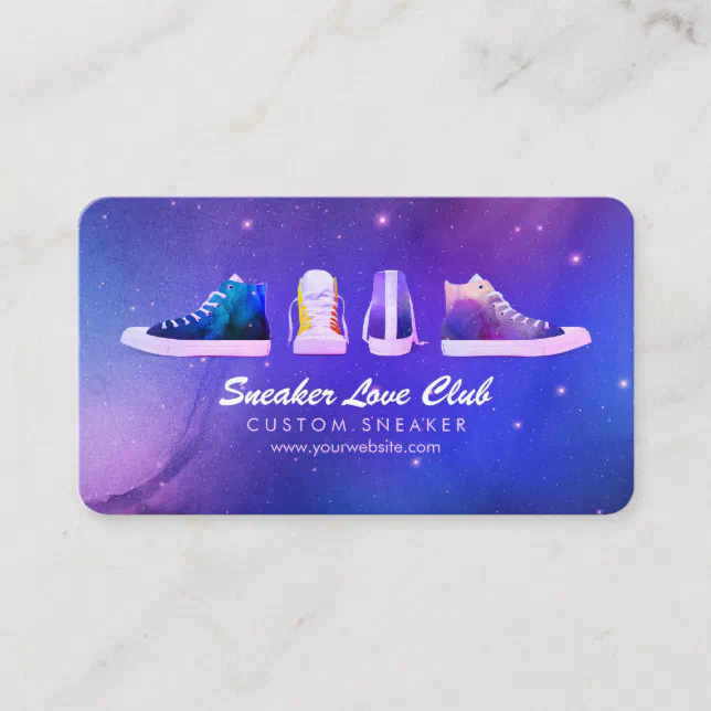 Night Nebula Sneakers Gym Fitness Sport Shoes Business Card | Zazzle