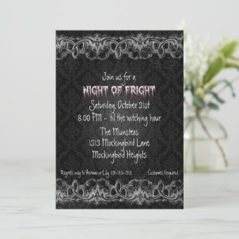 Night of Fright Black Haunted Halloween Invitation | Zazzle