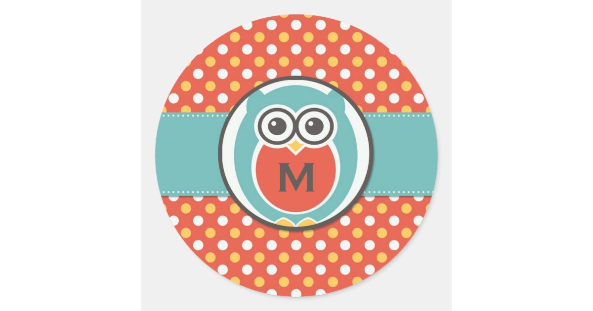 Night Owl Cartoon Monogram Stickers | Zazzle