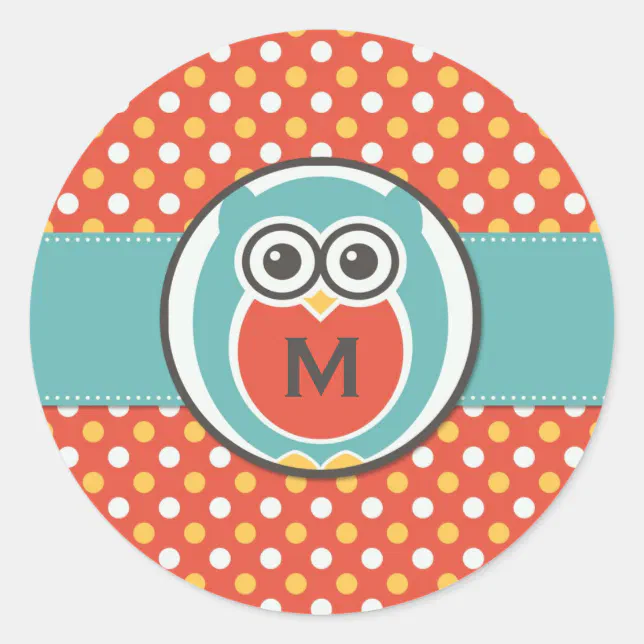 Night Owl Cartoon Monogram Stickers | Zazzle