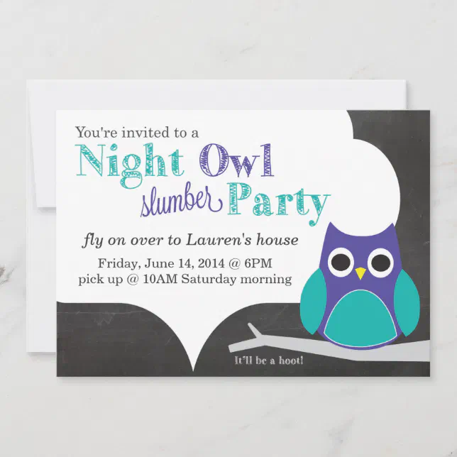 Night Owl Slumber Party Invitation | Zazzle