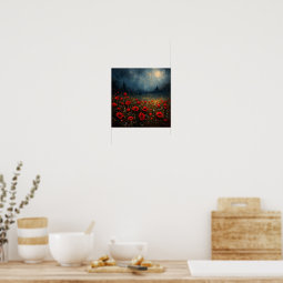 Night poppy field poster | Zazzle