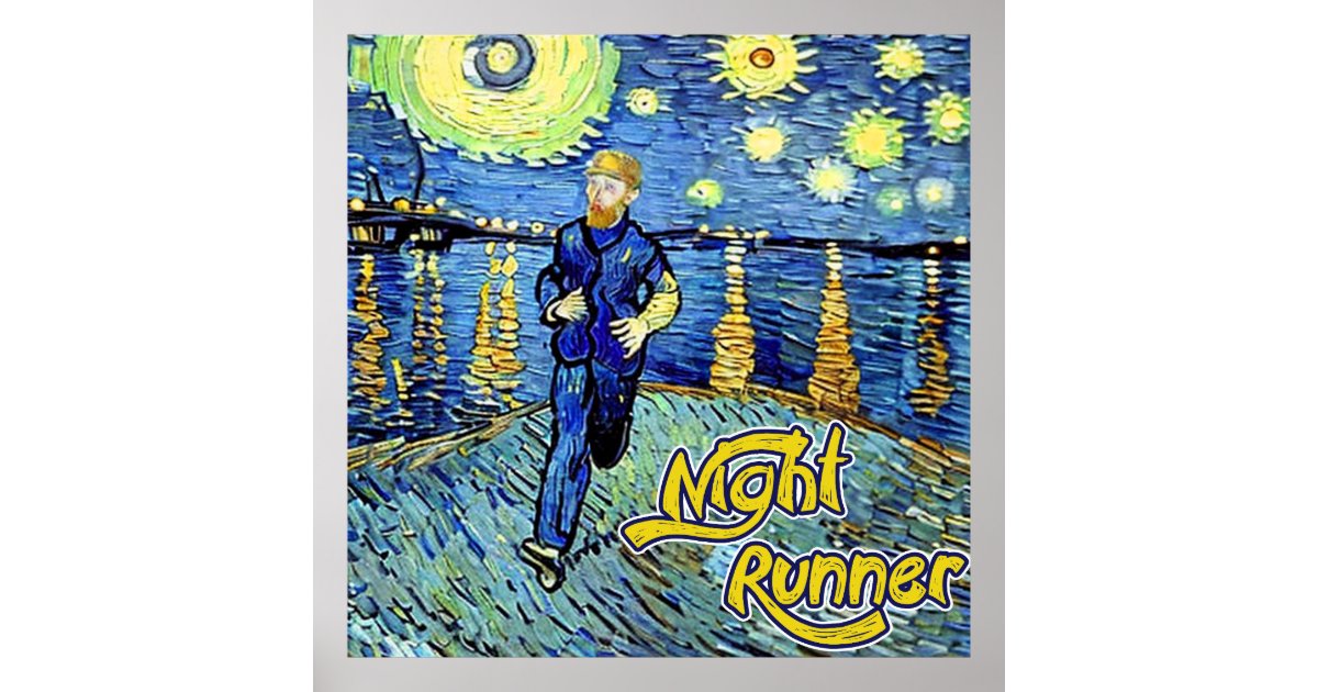 Night Runner Starry Night Poster | Zazzle