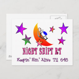 Night Shift RT MOON Stick Man Postcard | Zazzle