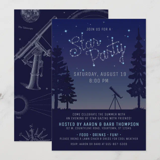 Night Sky | Astronomy Star Gazing Party Invitation | Zazzle