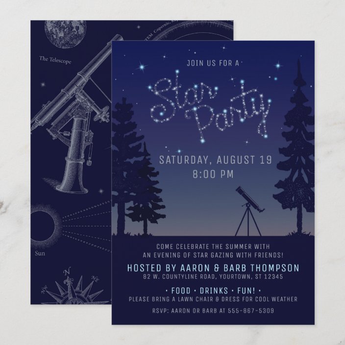Night Sky | Astronomy Star Gazing Party Invitation | Zazzle.com