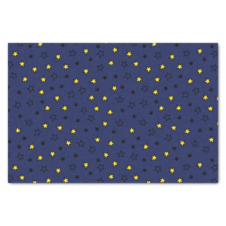 Night Sky Cute Yellow Stars on Navy Blue Pattern Tissue Paper | Zazzle