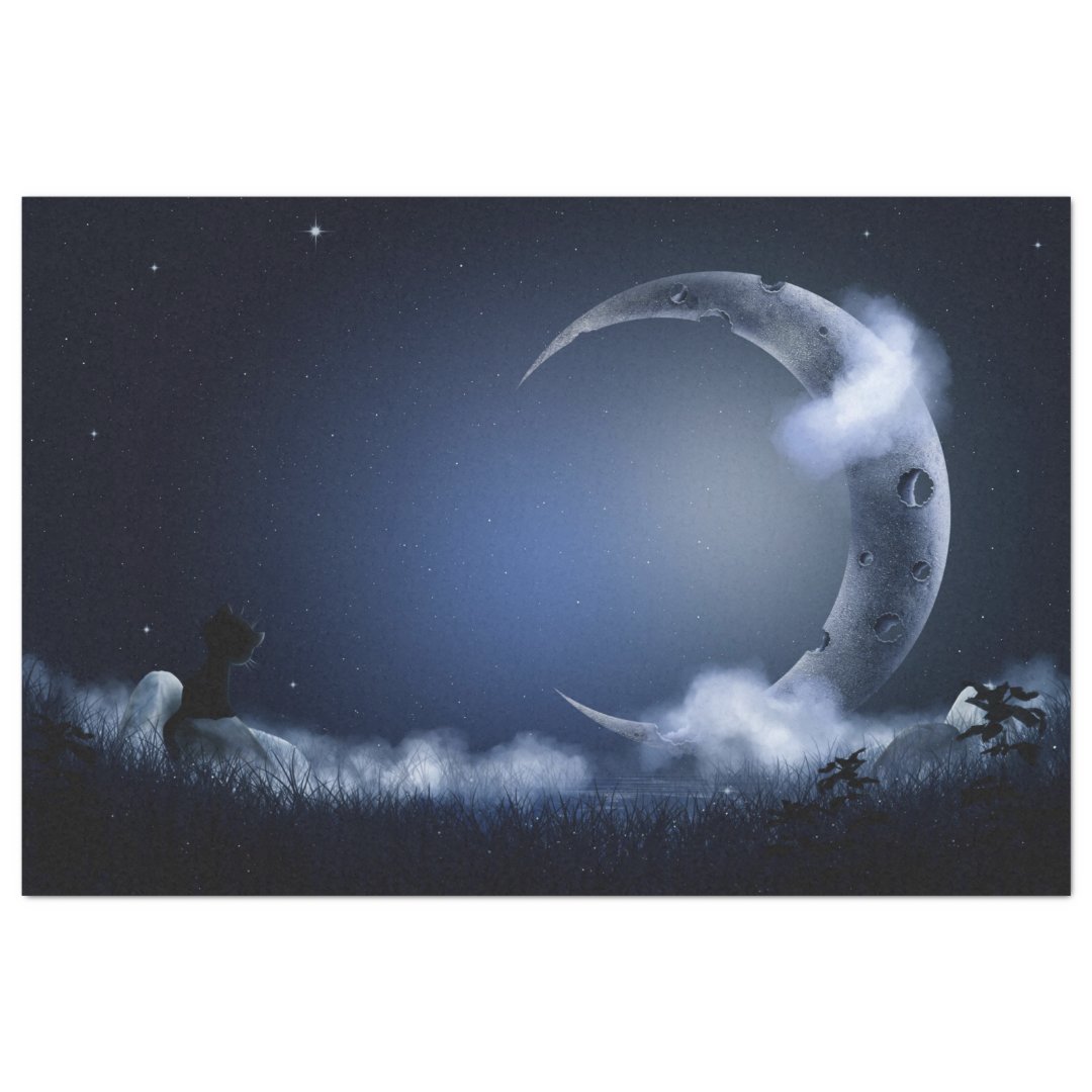 Night Sky Fantasy Moon Decoupage Tissue Paper | Zazzle