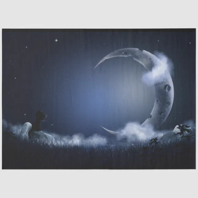Night Sky Fantasy Moon Decoupage Tissue Paper | Zazzle
