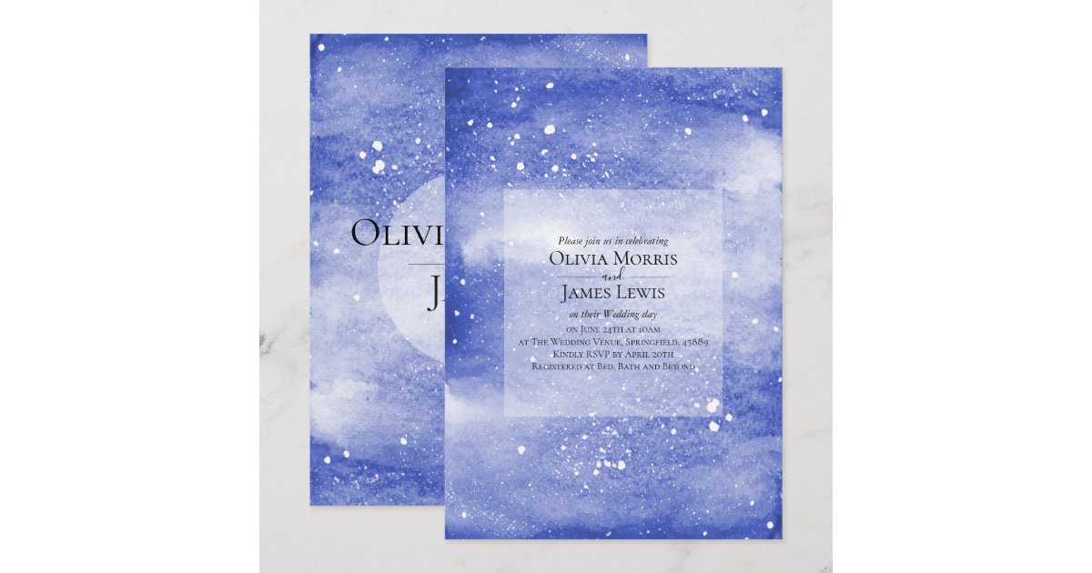 Night Sky Galaxy Blue Cosmic Wedding Invitation | Zazzle