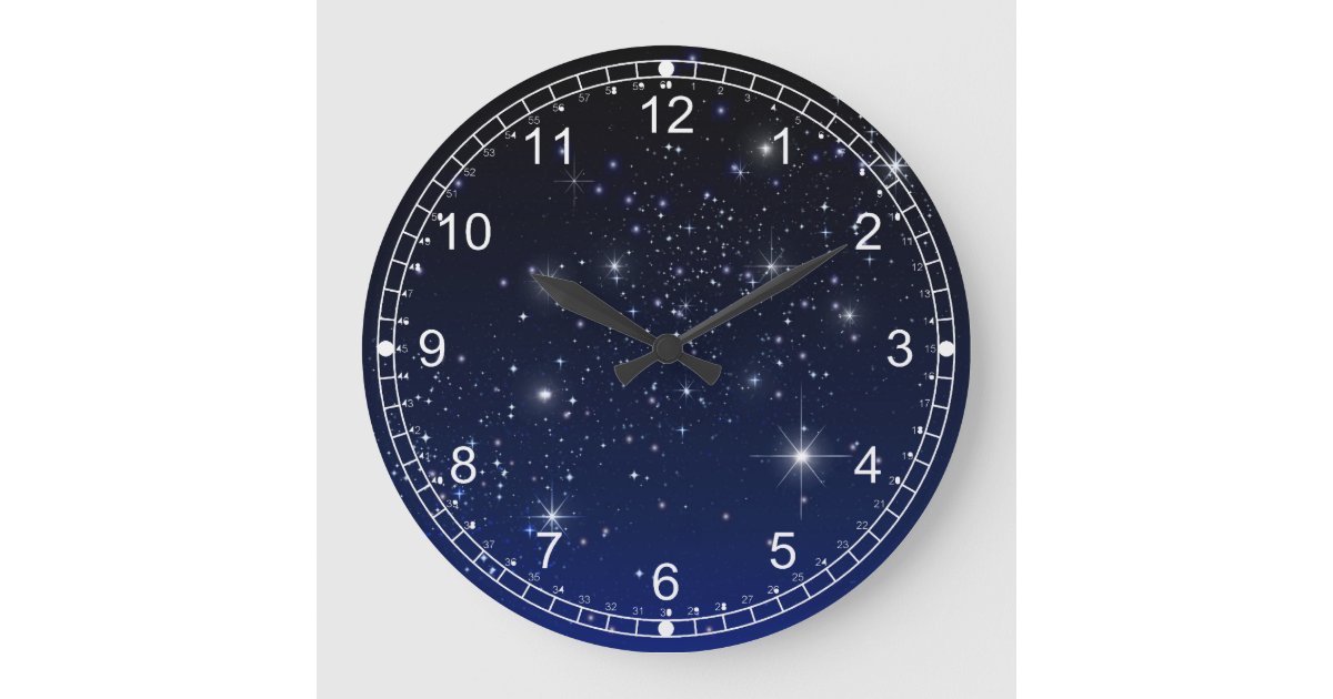 NIGHT SKY LARGE CLOCK | Zazzle