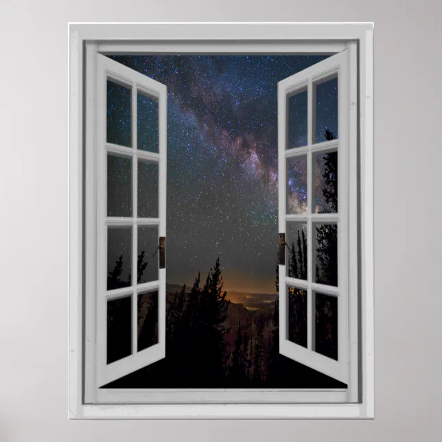 Night Sky Milky Way Galaxy Fake Window Poster | Zazzle