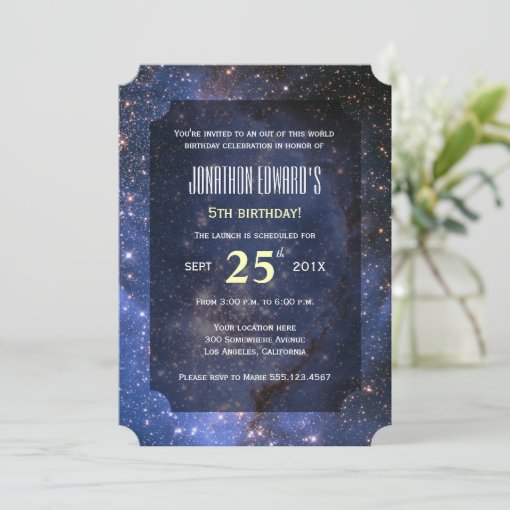 Night Sky / Space Theme Birthday Party Invitation | Zazzle