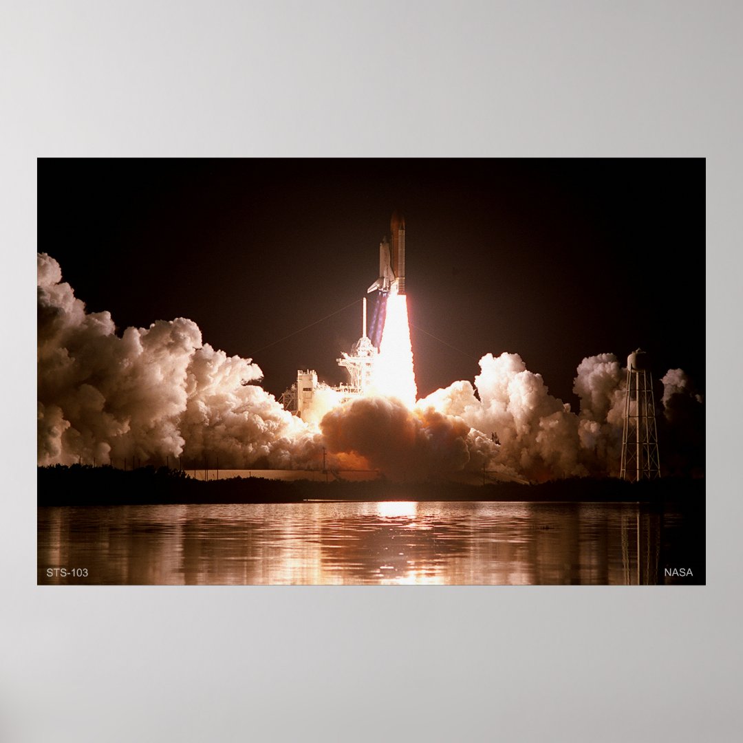 Night Space Shuttle Launch Poster | Zazzle