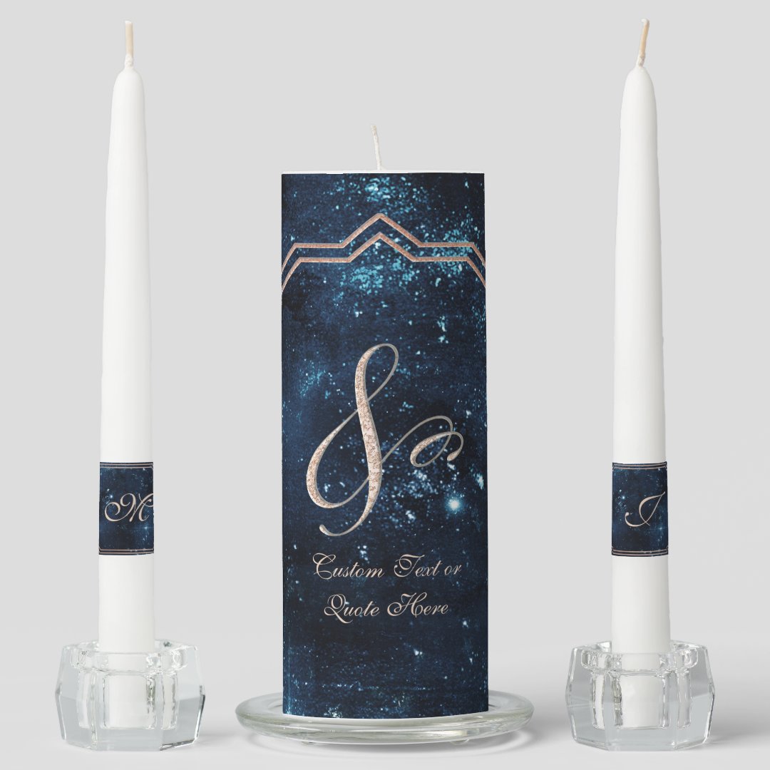 Night Star Sky Celestial Galaxy Wedding Monogram Unity Candle Set | Zazzle