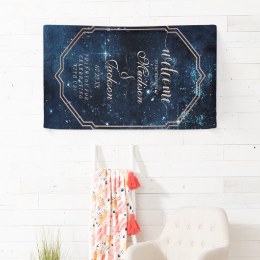 Night Star Sky Celestial Galaxy Wedding Welcome Banner | Zazzle