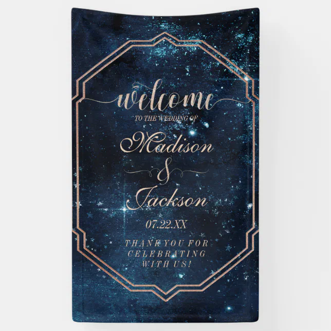 Night Star Sky Celestial Galaxy Wedding Welcome Banner | Zazzle