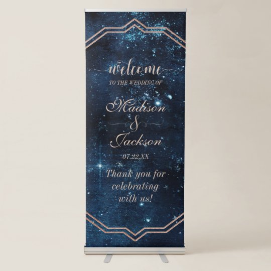 Night Star Sky Celestial Galaxy Wedding Welcome Retractable Banner ...