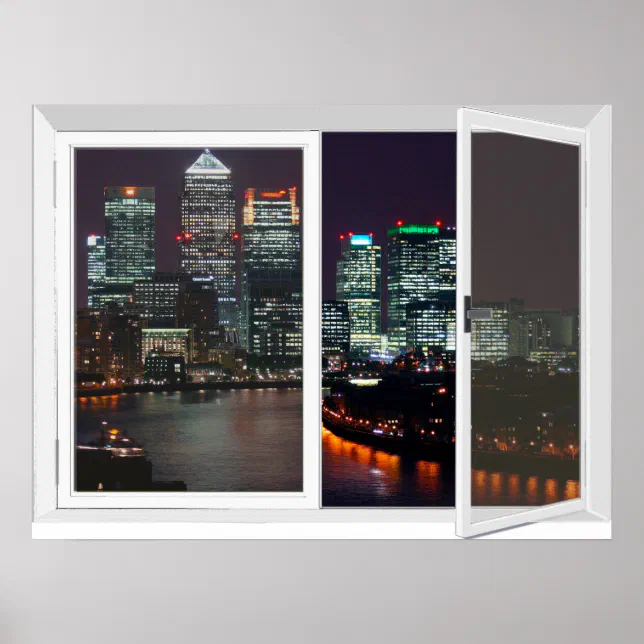 Night Time London City View Fake Window Poster | Zazzle