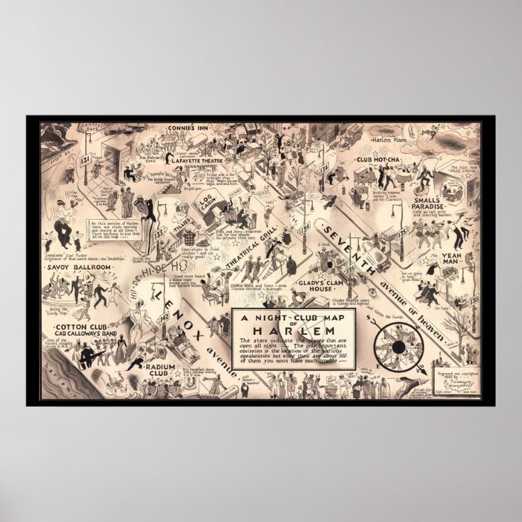Nightclub Map of Harlem - 1932 Poster | Zazzle