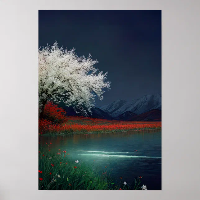 Nightfall at the Lake Poster | Zazzle